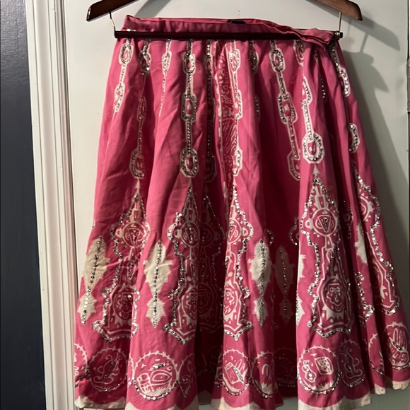Boston Proper | Skirts | Boston Proper Pink And White Embroidered Aline ...